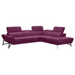 Ecksofa Egoitaliano "Narcisa, Design und Sitzkomfort der Extraklasse" Sofas Gr. B/H/T: 287cm x 96cm x 225cm, Luxus-Microfaser BLUSH, Ottomane rechts, pink (fuchsia) mit verstellbaren Kopfstützen für noch mehr Komfort, L-Form