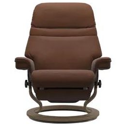 Relaxsessel stressless "Sunrise" Sessel Gr. Leder PALOMA, PowerTM Leg & Back-mit Akku-Classic Base Eiche, Relaxfunktion-Drehfunktion-Integrierte Fußstütze-PlusTMSystem, B/H/T: 88cm x 103cm x 78cm, braun (copper paloma) elektrisch verstellbar, optional 2-motorisch, Größe M & L