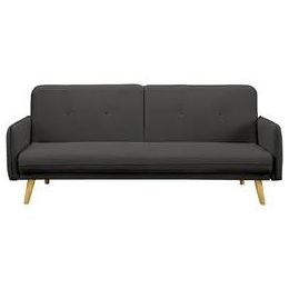 3-Sitzer Salesfever Sofas Gr. B/H/T: 188cm x 80cm x 85cm, Strukturstoff, Strukturstoff fein Dunkelgrau, grau (dunkelgrau, natur) mit Knopfheftung im Rücken und Schlaffunktion