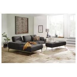 Ecksofa W.Schillig "run" Sofas Gr. B/H/T: 299 cm x 88 cm x 178 cm, Longlife Xtra-Leder Z73, Recamiere links, mit Sitztiefenverstellung, braun (mocca z73) mit Holzsockel, Füße in Bronze pulverbeschichtet, Breite 299 cm