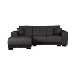 Ecksofa Home Affaire "Langeland L-Form" Sofas Gr. B/H/T: 234cm x 85cm x 163cm, Samtoptik, Recamiere links, schwarz incl. 2 Zierkissen, Recamiere wahlweise links oder rechts