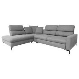 Ecksofa Alina "Louis" Sofas Gr. B/H/T: 286cm x 127cm x 228cm, Struktur fein TCM, Ottomane links, mit Bettfunktion, grau (hellgrau tcm 39) Breite 286 cm, Rückenlehnenverstellung, wahlweise mit Bettfunktion