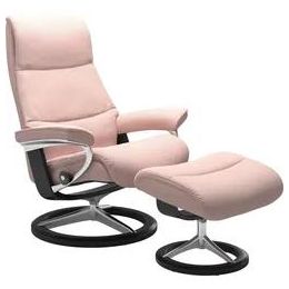 Relaxsessel stressless "View" Sessel Gr. ROHLEDER Stoff Q2 FARON, Cross Base Schwarz, Relaxfunktion-Drehfunktion-PlusTMSystem-Gleitsystem-BalanceAdaptTM, B/H/T: 82cm x 109cm x 81cm, pink (light q2 faron) mit Signature Base, Größe M,Gestell Schwarz