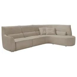 Ecksofa Egoitaliano "Puffy" Sofas Gr. B/H/T: 330cm x 88cm x 205cm, Luxus-Microfaser Lederoptik, Ottomane rechts, Mit Relaxfunktion, grau (opal grau) mit Ottomane, wahlweise und ohne elektrischer Relaxfunktion