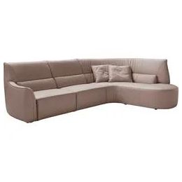 Ecksofa Egoitaliano "Puffy" Sofas Gr. B/H/T: 330cm x 88cm x 205cm, Leder BULL, Ottomane rechts, Ohne Relaxfunktion, beige (safari) mit Ottomane, wahlweise und ohne elektrischer Relaxfunktion