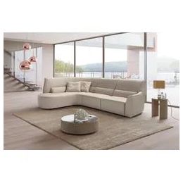 Ecksofa Egoitaliano "Puffy" Sofas Gr. B/H/T: 330cm x 88cm x 205cm, Leder BULL, Ottomane links, Ohne Relaxfunktion, grau (stone) mit Ottomane, wahlweise und ohne elektrischer Relaxfunktion