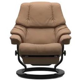 Relaxsessel stressless "Reno" Sessel Gr. Leder BATICK, PowerTM Leg & Back-Classic Base Schwarz-L, B/H/T: 88cm x 98cm x 77cm, braun (latte batick) elektrisch verstellbar, optional 2-motorisch, Größe M & L