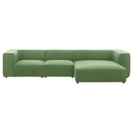 Ecksofa W.Schillig "around-the-block" Sofas Gr. B/H/T: 341cm x 66cm x 164cm, Longlife Xtra-Leder Z69, Longchair rechts, grün (green z69) mit eleganter Biese, Federkern, Breite 341 cm