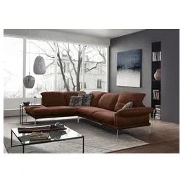 Ecksofa W.Schillig "sherry, Designsofa mit tollem Sitzkomfort, elegant und zeitlos, L-Form", braun (tabacco z69), B:302cm H:81cm T:230cm, Longlife Xtra-Leder Z69: Das feinnarbige, gedeckte Softleder Z69 besticht durch seine außergewöhnliche Weichheit im trendigen u00bbVintage-Looku00ab, Hautstärke 0, 9 - 1, 1 mm, Schlingenpolgewebe W82 (74% Polyacryl, 26% Polyester), Chenillegewebe V34 (52% Polyes