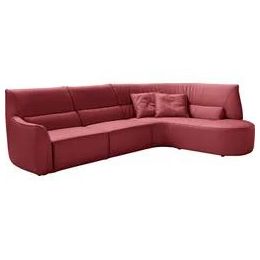 Ecksofa Egoitaliano "Puffy" Sofas Gr. B/H/T: 330cm x 88cm x 205cm, Leder BULL, Ottomane rechts, Ohne Relaxfunktion, rot (kirschrot) mit Ottomane, wahlweise und ohne elektrischer Relaxfunktion