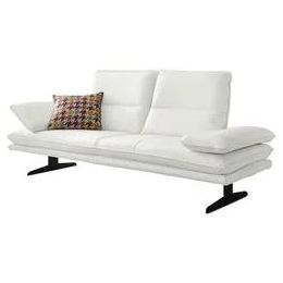 2,5-Sitzer W.Schillig "broadway" Sofas Gr. B/H/T: 236cm x 94cm x 96cm, Longlife Xtra-Leder Z59, Longchair links, mit Sitztiefenverstellung-ohne Kopfteilverstellung-mit Seitenteilverstellung, weiß (weiß z59) Sitztiefenverstellung, Kopfteil- & Seitenteilverstellung, Breite 216cm