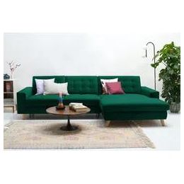 Ecksofa Tom Tailor HOME "Nordic Shift Chic" Sofas Gr. B/H/T: 308cm x 86cm x 180cm, Samtstoff TSV, Recamiere rechts, ohne Bettfunktion und Bettkasten, grün (olive tsv 33) wahlweise mit Bettfunktion und Bettkasten