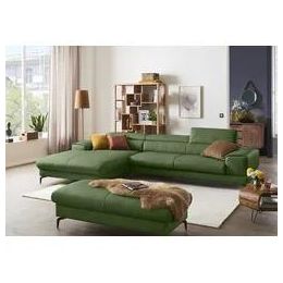 Ecksofa W.Schillig "piedroo" Sofas Gr. B/H/T: 343cm x 70cm x 193cm, Longlife Xtra-Leder Z69, Longchair links, mit Kopfteilverstellung-mit motorischer Sitztiefenverstellung, grün (grün z69) Kopfteilverstellung, wahlweise mit Sitztiefenverstellung, Breite 343cm