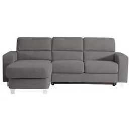 Ecksofa Alina "Ilana" Sofas Gr. B/H/T: 281cm x 90cm x 167cm, Struktur TTA, Recamiere links, ohne Funktion, grau (grau tta 19) wahlweise mit Bettfunktion und Stauraum