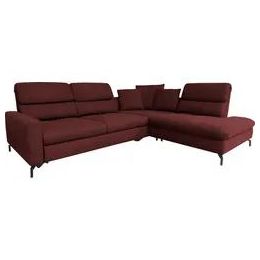 Ecksofa Alina "Louis" Sofas Gr. B/H/T: 260cm x 127cm x 228cm, Struktur fein TCM, Ottomane rechts, ohne Bettfunktion, rot (bordeaux tcm 87) Breite 260 cm, Rückenlehnenverstellung, wahlweise mit Bettfunktion