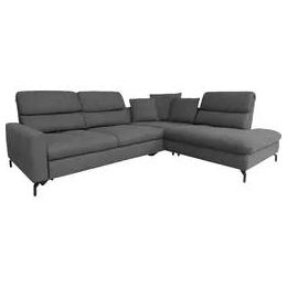 Ecksofa Alina "Louis" Sofas Gr. B/H/T: 260cm x 127cm x 228cm, Struktur fein TCM, Ottomane rechts, ohne Bettfunktion, grau (dunkelgrau tcm 89) Breite 260 cm, Rückenlehnenverstellung, wahlweise mit Bettfunktion