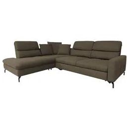 Ecksofa Alina "Louis" Sofas Gr. B/H/T: 260cm x 127cm x 228cm, Struktur fein TCM, Ottomane links, mit Bettfunktion, grau (beigegrau tcm 149) Breite 260 cm, Rückenlehnenverstellung, wahlweise mit Bettfunktion