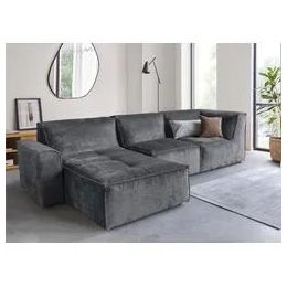 Ecksofa RAUM.ID "Monolid L-Form" Sofas Gr. B/H/T: 317cm x 82cm x 167cm, Luxus-Microfaser Teddyoptik, grau (dunkelgrau) Module einzeln für individuelle Zusammenstellung, Bezug in Teddy-Optik