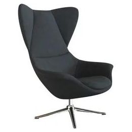 Ohrensessel FLEXLUX "Stilo Relaxsessel, TV-Sessel" Sessel Gr. Lederoptik, B/H/T: 90cm x 115cm x 88cm, grau (shark grey) Solitär, Stil-Ikone, drehbar, Fuß Aluminium