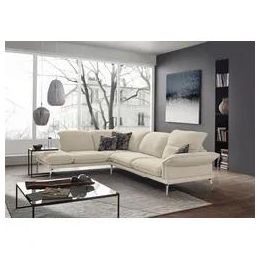 Ecksofa W.Schillig "sherry, Designsofa mit tollem Sitzkomfort, zeitlos und elegant, L-Form", beige (cream v39), B:302cm H:81cm T:230cm, Longlife Xtra-Leder Z69: Das feinnarbige, gedeckte Softleder Z69 besticht durch seine außergewöhnliche Weichheit im trendigen u00bbVintage-Looku00ab, Hautstärke 0, 9 - 1, 1 mm, Schlingenpolgewebe W82 (74% Polyacryl, 26% Polyester), Chenillegewebe V34 (52% Polyeste