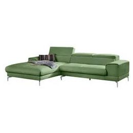 Ecksofa W.Schillig "piedroo" Sofas Gr. B/H/T: 303cm x 70cm x 193cm, Longlife Xtra-Leder Z69, Longchair links, mit Kopfteilverstellung-ohne Sitztiefenverstellung, grün (green z69) Kopfteilverstellung, wahlweise mit Sitztiefenverstellung, Breite 303cm