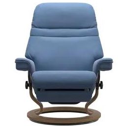 Relaxsessel stressless "Sunrise" Sessel Gr. Material Bezug, Material Gestell, Relaxfunktion-Drehfunktion-Integrierte Fußstütze-PlusTMSystem, Maße B/H/T, blau (lazuli blue) elektrisch verstellbar, optional 2-motorisch, Größe M & L