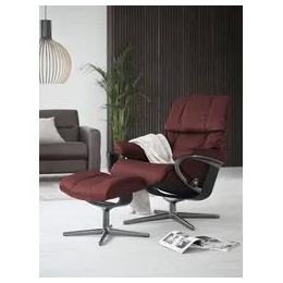 Relaxsessel stressless "Reno" Sessel Gr. Leder PALOMA, Cross Base Schwarz-S, Relaxfunktion-Drehfunktion-PlusTMSystem-Gleitsystem-BalanceAdaptTM, B/H/T: 79cm x 99cm x 75cm, rot (cherry paloma) mit Cross Base, Größe S, M & L, Holzakzent Schwarz