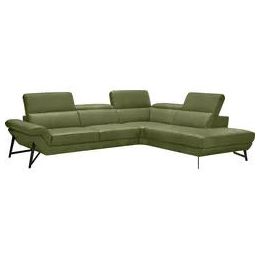 Ecksofa Egoitaliano "Narcisa, Design und Sitzkomfort der Extraklasse" Sofas Gr. B/H/T: 287cm x 96cm x 225cm, Luxus-Microfaser BLUSH, Ottomane rechts, grün (kiwi) mit verstellbaren Kopfstützen für noch mehr Komfort, L-Form