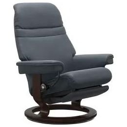 Relaxsessel stressless "Sunrise" Sessel Gr. Leder BATICK, PowerTM Leg & Back-mit Akku-Classic Base Braun, Relaxfunktion-Drehfunktion-Integrierte Fußstütze-PlusTMSystem, B/H/T: 88cm x 103cm x 78cm, blau (atlantic blue batick) elektrisch verstellbar, optional 2-motorisch, Größe M & L