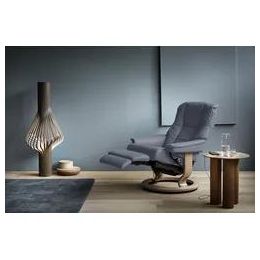 Relaxsessel stressless "Mayfair" Sessel Gr. Leder PALOMA, PowerTM Leg & Back-ohne Akku-Classic Base Eiche, Relaxfunktion-Drehfunktion-PlusTMSystem-Gleitsystem-Integrierte Fußstütze, B/H/T: 79cm x 101cm x 77cm, blau (sparrow blue paloma) elektrisch verstellbar, optional 2-motorisch, Größe M & L