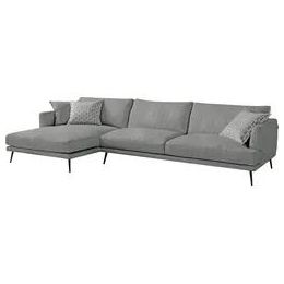 Ecksofa Egoitaliano "Sophia, Designsofa mit extrakomfortablem Sitzkomfort" Sofas Gr. B/H/T: 274cm x 77cm x 154cm, Luxus-Microfaser Lederoptik, Recamiere links, grau (steingrau) mit Daunenfederung, L-Form