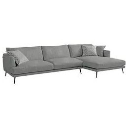 Ecksofa Egoitaliano "Sophia, Designsofa mit extrakomfortablem Sitzkomfort" Sofas Gr. B/H/T: 274cm x 77cm x 154cm, Luxus-Microfaser Lederoptik, Recamiere rechts, grau (steingrau) mit Daunenfederung, L-Form