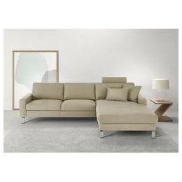 Ecksofa 3C Candy "Lecce, wahlweise PUR-Schaumstoff oder Tonnentaschenfederkern" Sofas Gr. B/H/T: 281 cm x 86 cm x 194 cm, Easy care, Longchair rechts, Sitzaufbau PUR-Schaumstoff, grau (taupe) Bett im 2,5-Sitzer, teilmotorische Schlaffunktion Longchair, L-Form