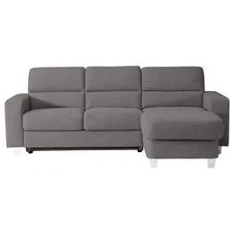 Ecksofa Alina "Ilana" Sofas Gr. B/H/T: 281cm x 90cm x 167cm, Struktur TTA, Recamiere rechts, mit Bettfunktion und Stauraum, grau (grau tta 19) wahlweise mit Bettfunktion und Stauraum