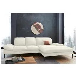 Ecksofa W.Schillig "enjoy&MORE" Sofas Gr. B/H/T: 310cm x 87cm x 185cm, Longlife Xtra-Leder Z59, Recamiere rechts, mit Kopfteilverstellung-mit Armlehnenverstellung-mit Sitztiefenverstellung, weiß (weiß z59) Sitztiefenverstellung, Füße schwarz pulverbeschichtet, Breite 310 cm