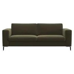 2,5-Sitzer FLEXLUX "Fiore, superbequemer Sitzkomfort durch Kaltschaum im Sitz", grün (moss grün), B:196cm H:85cm T:92cm, 100% Polyester, Sofas, breite Armlehnen, Füße Alu+schwarz