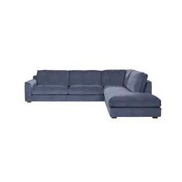 Ecksofa furninova "Grande Design und Komfort, L-Form" Sofas Gr. B/H/T: 321cm x 84cm x 271cm, Ottomane rechts, blau sehr bequem dank loser Kissen und hochwertigem Sitzaufbau