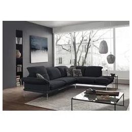 Ecksofa W.Schillig "sherry, Designsofa mit tollem Sitzkomfort, elegant und zeitlos, L-Form", blau (dunkelblau w82), B:302cm H:81cm T:230cm, Longlife Xtra-Leder Z69: Das feinnarbige, gedeckte Softleder Z69 besticht durch seine außergewöhnliche Weichheit im trendigen u00bbVintage-Looku00ab, Hautstärke 0, 9 - 1, 1 mm, Schlingenpolgewebe W82 (74% Polyacryl, 26% Polyester), Chenillegewebe V34 (52% Poly