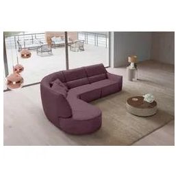 Ecksofa Egoitaliano "Puffy" Sofas Gr. B/H/T: 330cm x 88cm x 205cm, Luxus-Microfaser BLUSH, Ottomane links, Mit Relaxfunktion, lila (plum) mit Ottomane, wahlweise und ohne elektrischer Relaxfunktion