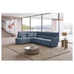 Ecksofa Egoitaliano "Puffy" Sofas Gr. B/H/T: 330cm x 88cm x 205cm, Leder BULL, Ottomane links, Ohne Relaxfunktion, grau (smoke) mit Ottomane, wahlweise und ohne elektrischer Relaxfunktion