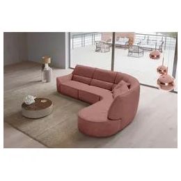 Ecksofa Egoitaliano "Puffy" Sofas Gr. B/H/T: 330cm x 88cm x 205cm, Luxus-Microfaser BLUSH, Ottomane rechts, Ohne Relaxfunktion, braun (cedar wood) mit Ottomane, wahlweise und ohne elektrischer Relaxfunktion