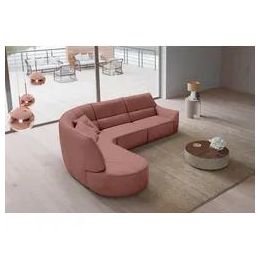 Ecksofa Egoitaliano "Puffy" Sofas Gr. B/H/T: 330cm x 88cm x 205cm, Luxus-Microfaser BLUSH, Ottomane links, Ohne Relaxfunktion, braun (cedar wood) mit Ottomane, wahlweise und ohne elektrischer Relaxfunktion