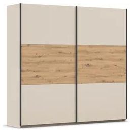 Schwebetürenschrank Rauch "Neo" Schränke Gr. B/H/T: 218 cm x 210 cm x 59 cm, 2 St., beige (champagner, eiche artisan) mit großzügigem Stauraum und vielfältigen Farbkombinationen