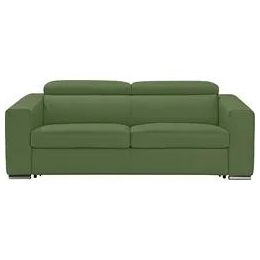 Schlafsofa Egoitaliano "Cabiria, Design und super Sitz- Liegekomfort" Sofas Gr. B/H/T: 226cm x 97cm x 103cm, Leder CAREZZA, grün Sofa inkl. Schlaffunktion, Kopfteile verstellbar, mit Metallfüßen