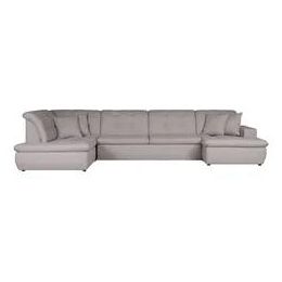 Wohnlandschaft Inosign "BRISBANE NEU U-Form" Sofas Gr. B/H/T: 380cm x 83cm x 202cm, Struktur, Recamiere rechts, beige mit feiner Steppung, Matten-Optik, incl. Zierkissen