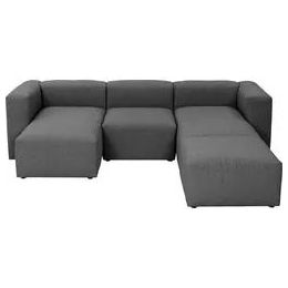 Wohnlandschaft Max Winzer "Lena" Sofas Gr. B/H/T: 275 cm x 73 cm x 235 cm, Flachgewebe 20005, grau (anthrazit) Sofa-Set 04 aus 4 Sitz-Elementen, individuell kombinierbar