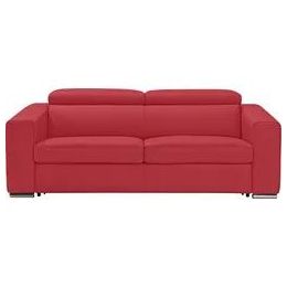 Schlafsofa Egoitaliano "Cabiria, Design und super Sitz- Liegekomfort" Sofas Gr. B/H/T: 226cm x 97cm x 103cm, Leder BULL, rot (ruby) Sofa inkl. Schlaffunktion, Kopfteile verstellbar, mit Metallfüßen