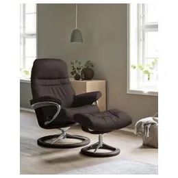 Relaxsessel stressless "Sunrise" Sessel Gr. Leder PALOMA, Relaxfunktion-Drehfunktion-PlusTMSystem-Gleitsystem-BalanceAdaptTM, B/H/T: 92cm x 105cm x 80cm, braun (chocolate paloma) mit Signature Base, Größe L, Gestell Braun