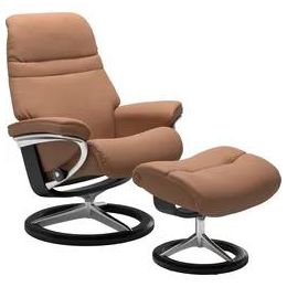 Relaxsessel stressless "Sunrise" Sessel Gr. Leder BATICK, Relaxfunktion-Drehfunktion-PlusTMSystem-Gleitsystem-BalanceAdaptTM, B/H/T: 92cm x 105cm x 80cm, braun (latte batick) mit Signature Base, Größe L, Gestell Schwarz