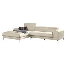 Ecksofa W.Schillig "piedroo" Sofas Gr. B/H/T: 303cm x 70cm x 193cm, Longlife Xtra-Leder Z59, Longchair links, mit Kopfteilverstellung-mit motorischer Sitztiefenverstellung, grau (eisgrau z59) Kopfteilverstellung, wahlweise mit Sitztiefenverstellung, Breite 303cm